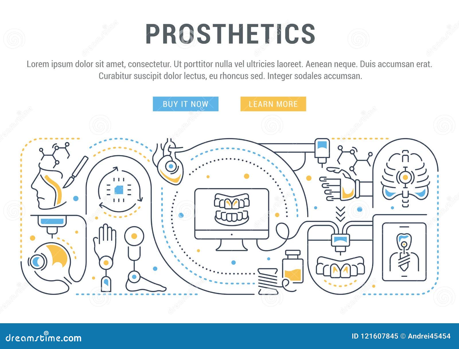 Linear Banner of Prosthetics. Stock Illustration - Illustration of flat ...