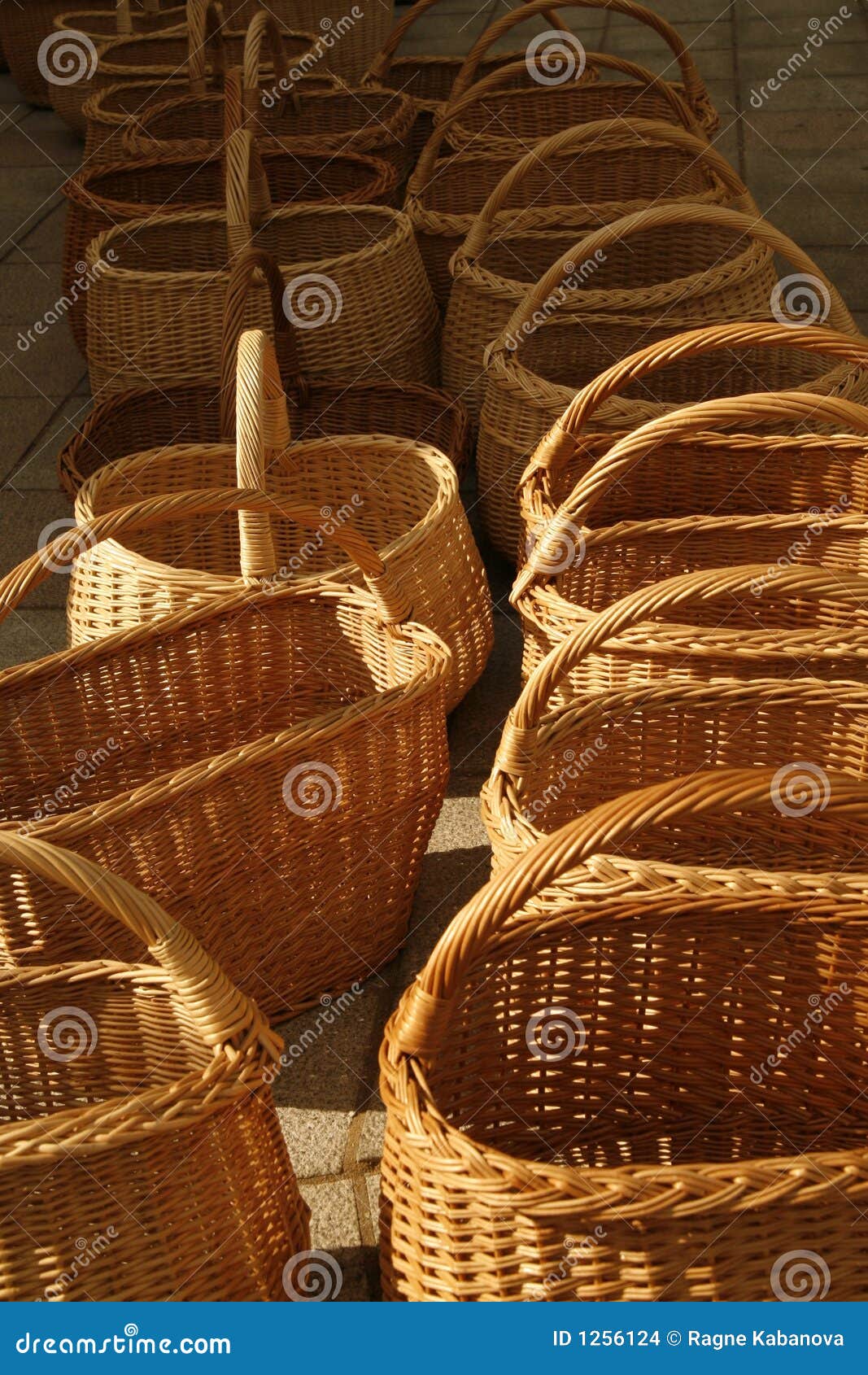 Line of baskets stock photo. Image of brown, container - 1256124