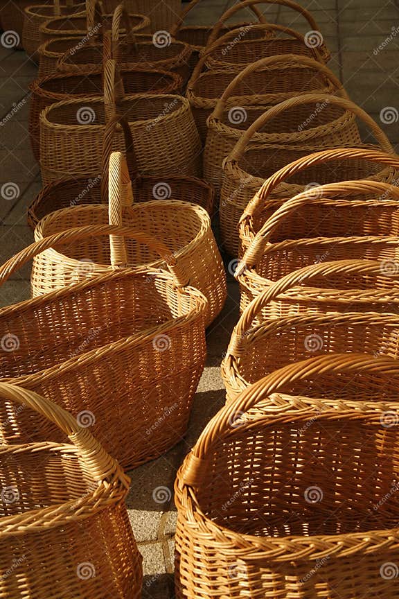 Line of baskets stock photo. Image of brown, container - 1256124
