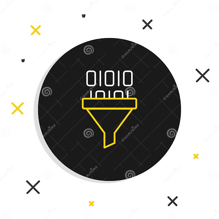 Line Binary Code Icon Isolated on White Background. Colorful Outline ...