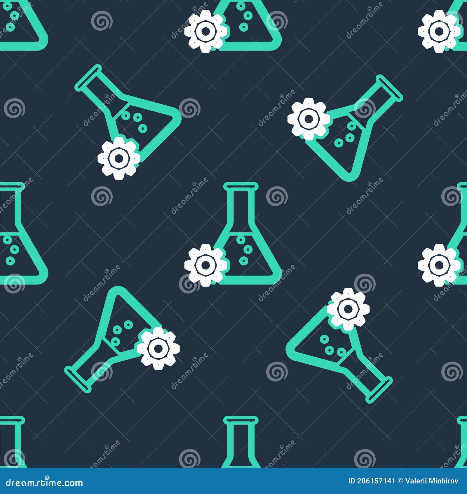 Line Bioengineering Icon Isolated Seamless Pattern on Black Background ...