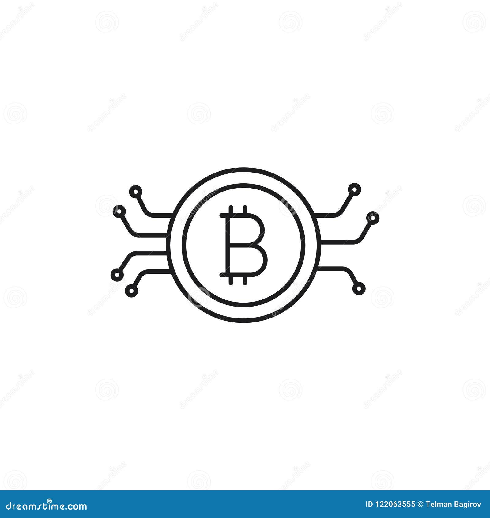 Line Bitcoin Icon on White Background Stock Illustration - Illustration ...
