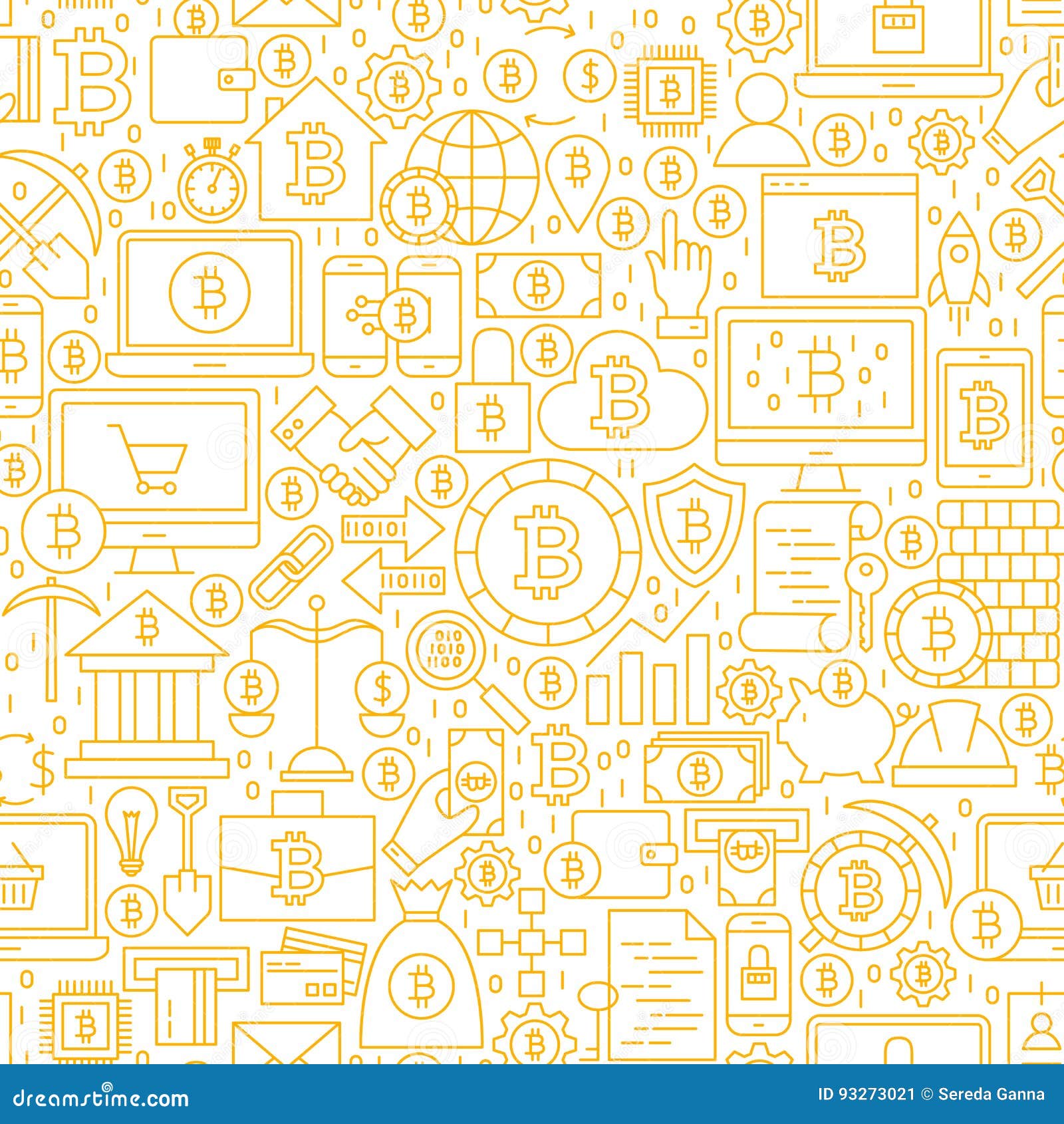 Line Bitcoin White Seamless Pattern Stock Vector - Illustration of coin ...
