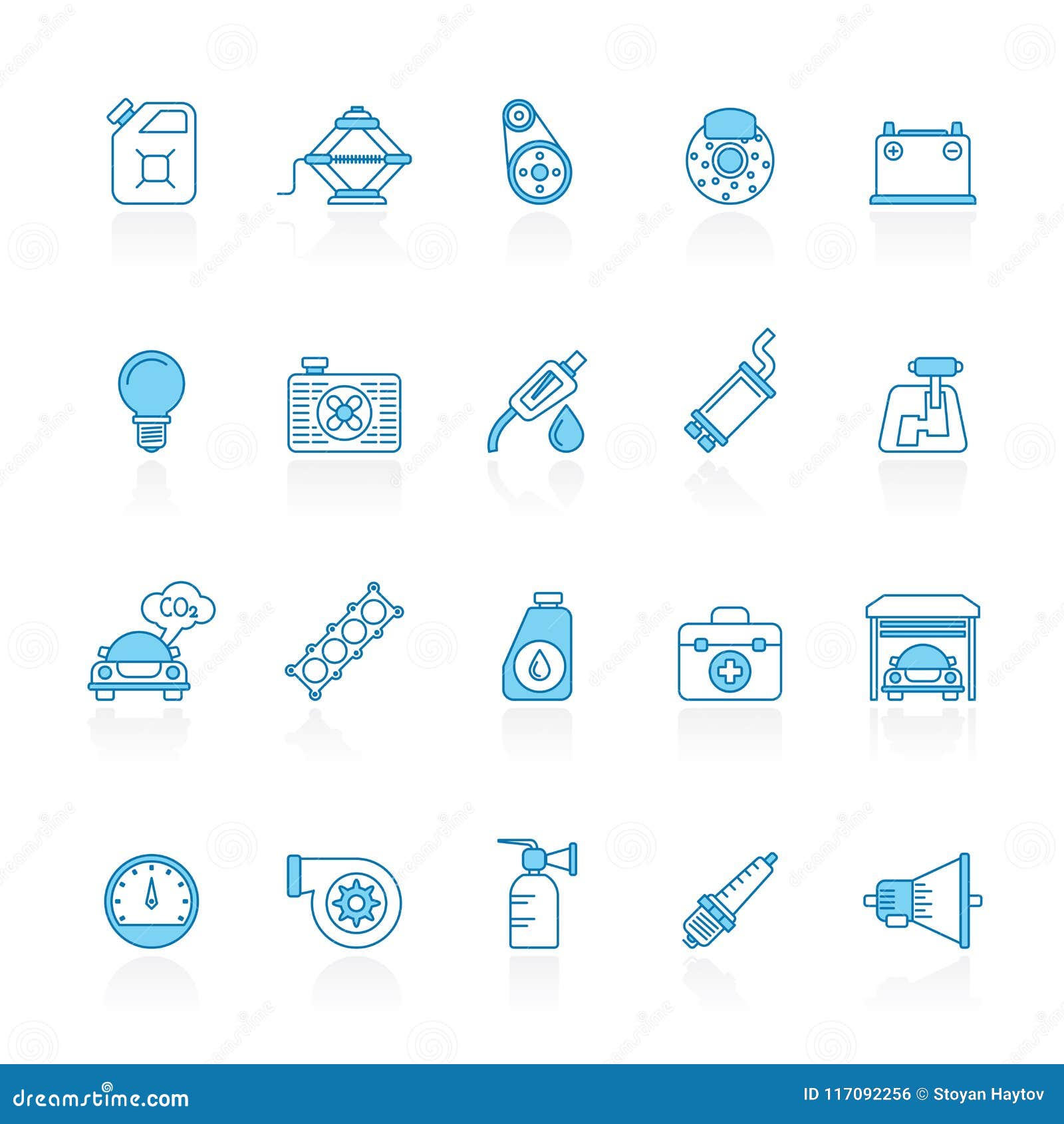 Line with Blue Background Auto Service and Car Part Icons Stock Vector ...