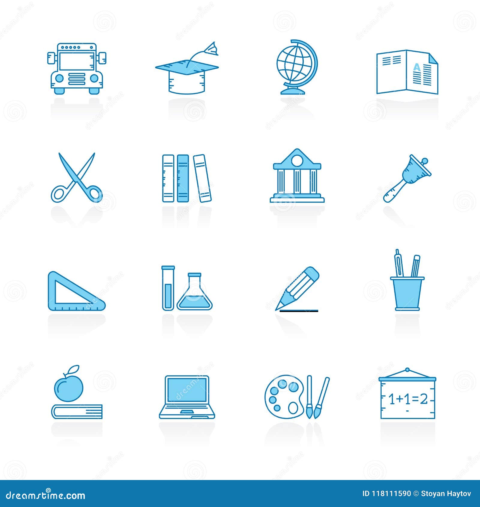 Line with Blue Background Education and School Icons Stock Vector ...