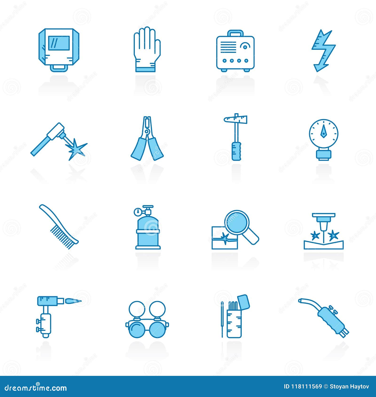 Line with Blue Background Welding and Construction Tools Icons Stock ...