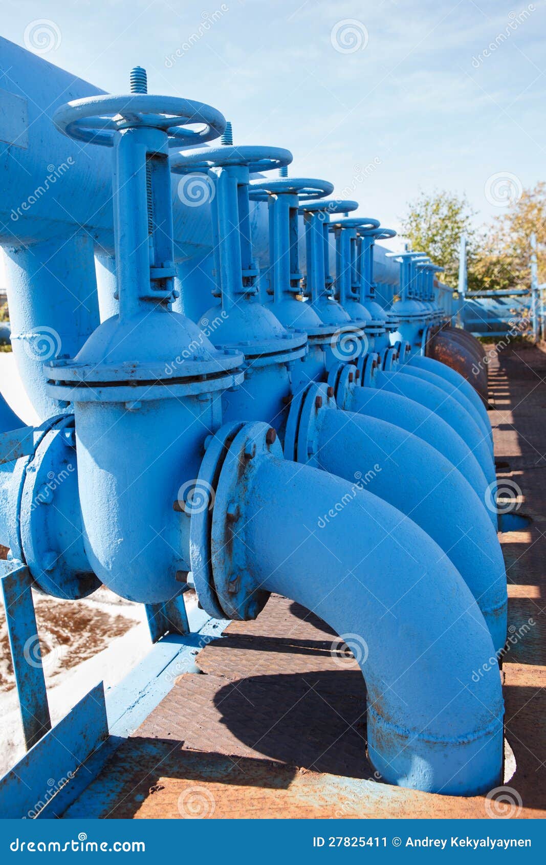 Line from Blue Oxigen Gate Valves with Pipes Stock Image - Image of ...