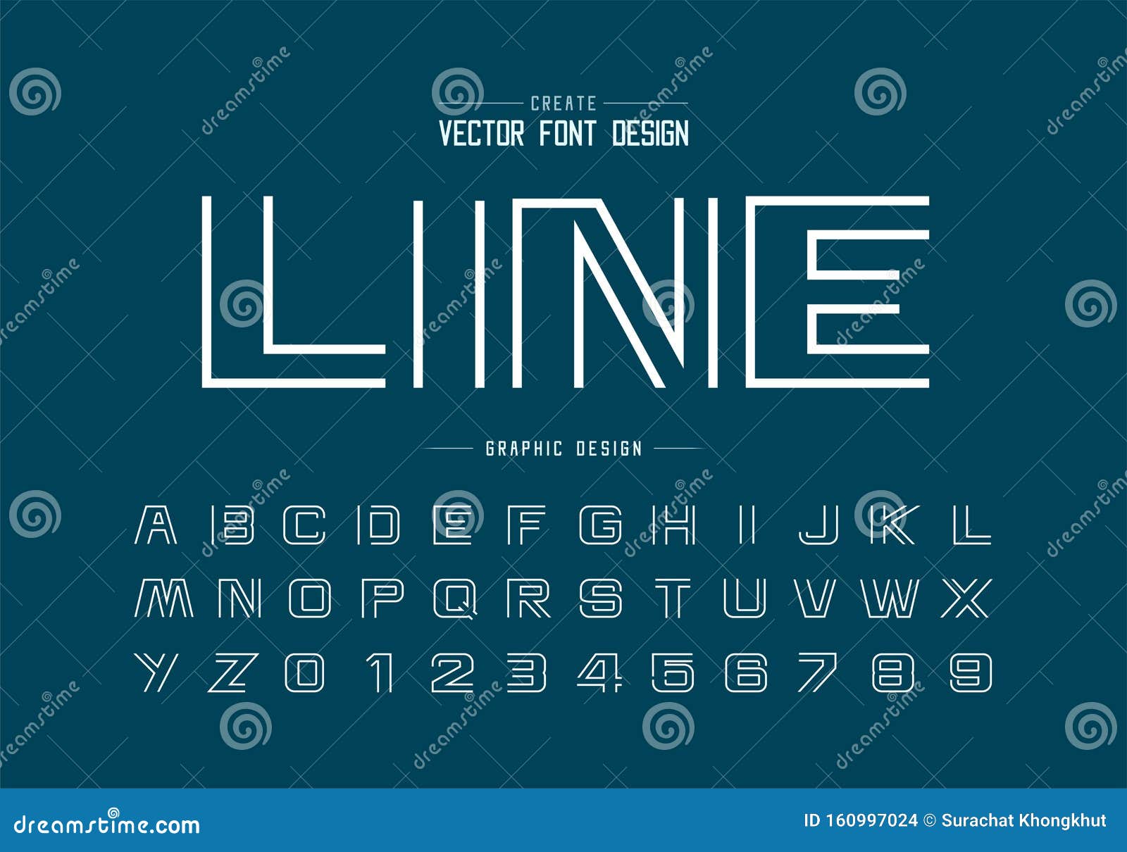 Line Bold Font and Alphabet Vector, Design Typeface Letter and Number ...