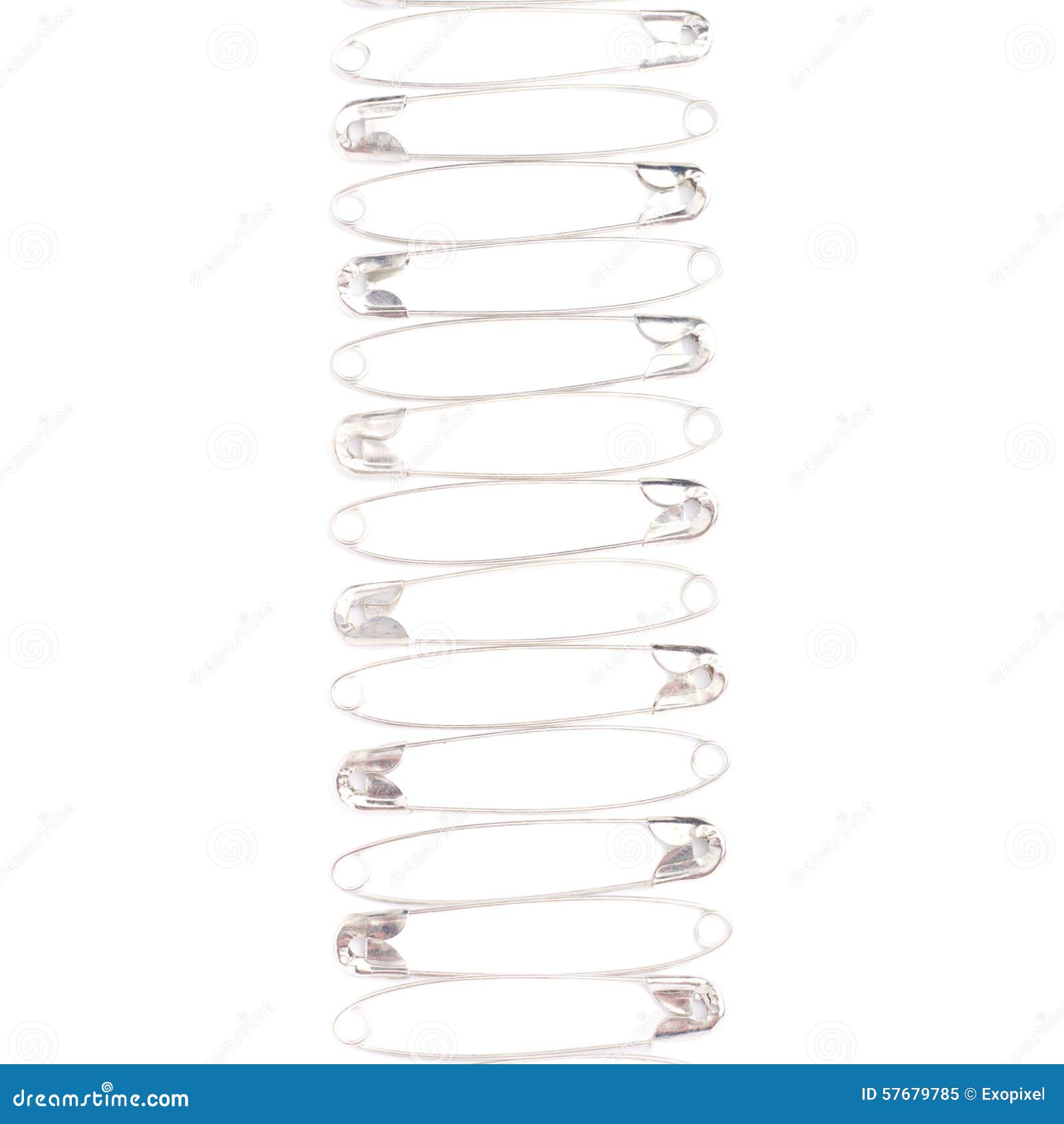 Line Border Made of Multiple Safety Pins Isolated Stock Image - Image ...