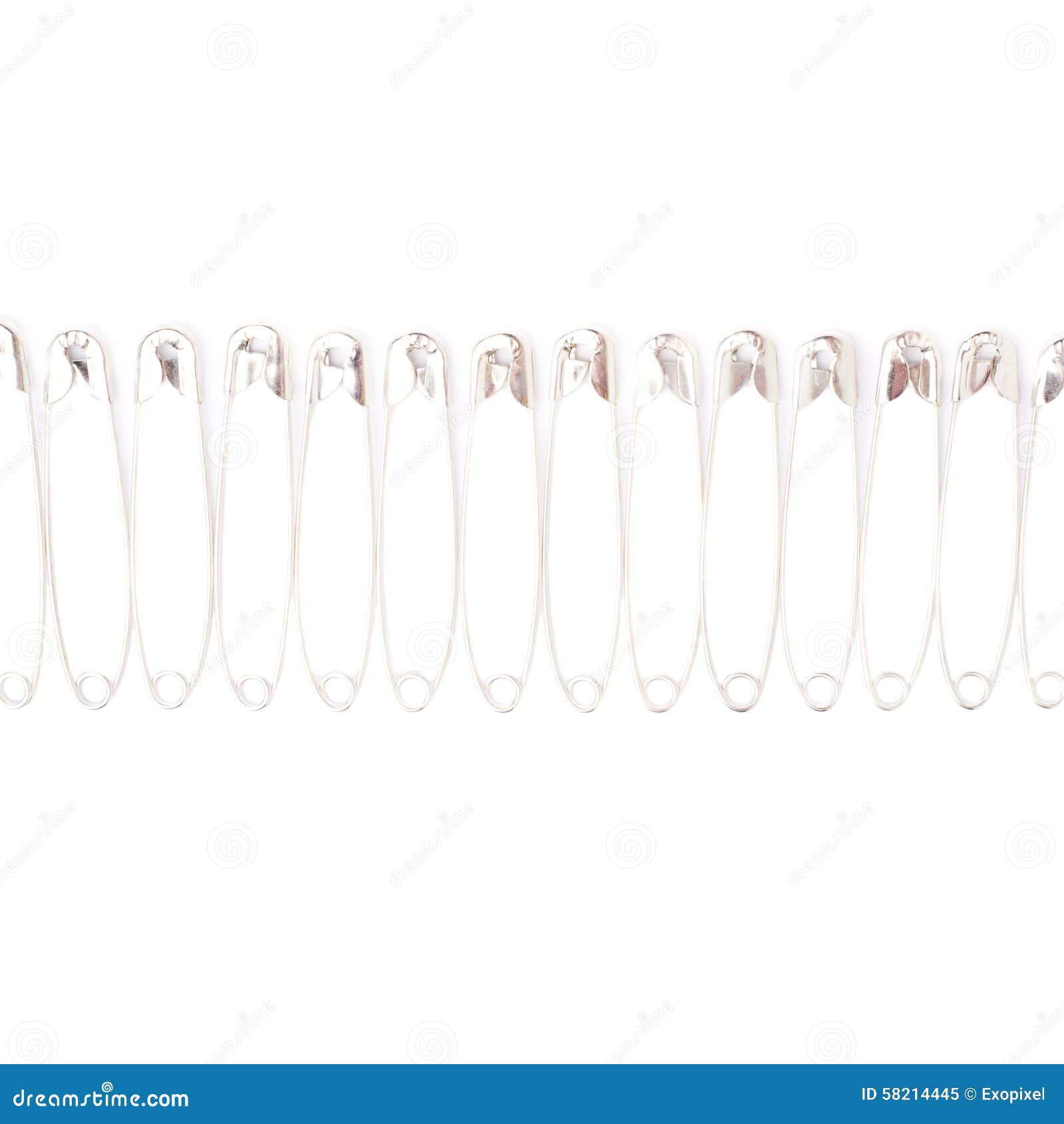 Line Border Made of Multiple Safety Pins Isolated Stock Image - Image ...