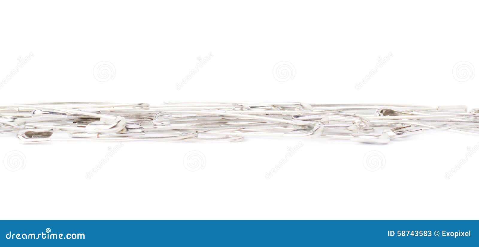 Line Border Made of Multiple Safety Pins Isolated Stock Image - Image ...