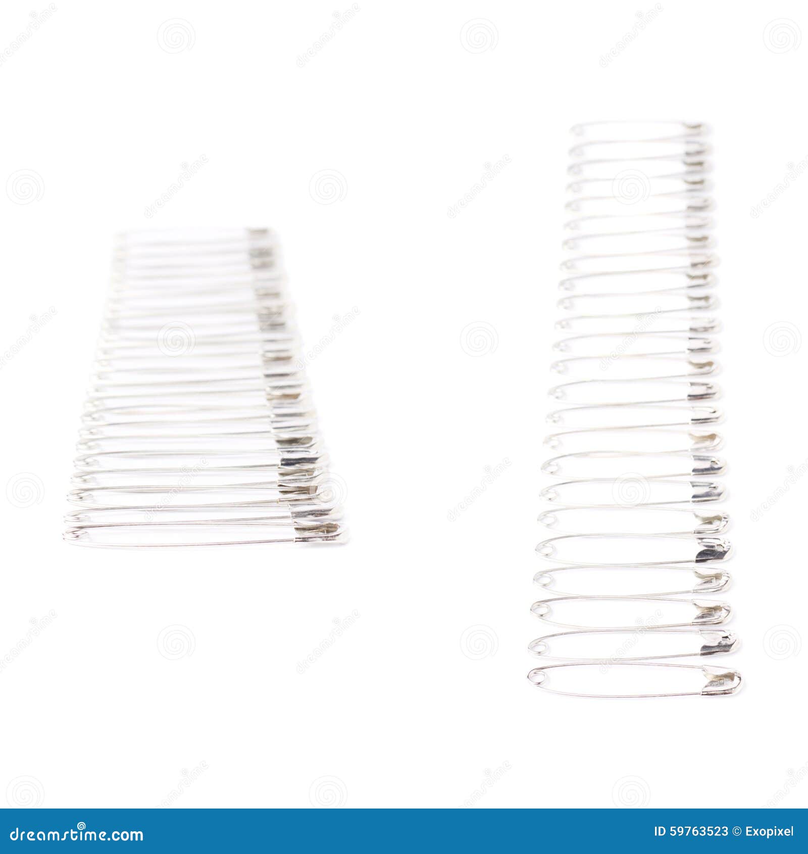 Line Border Made of Multiple Safety Pins Isolated on White Background ...