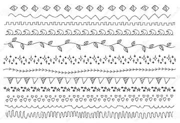 Line Border Set Hand Drawn Doodle Vector Illustration Stock ...