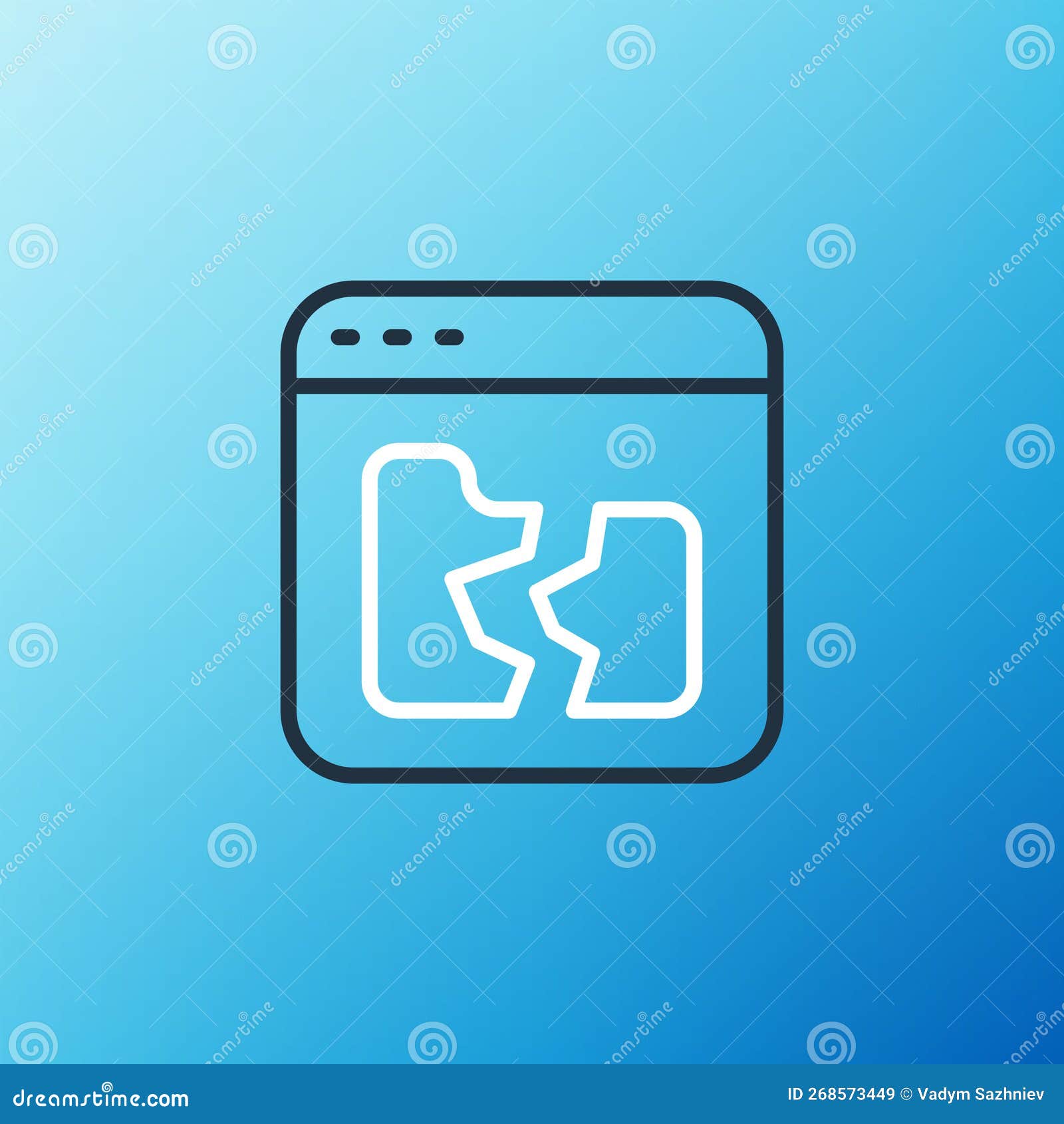 Line Broken File Icon Isolated on Blue Background. Colorful Outline ...