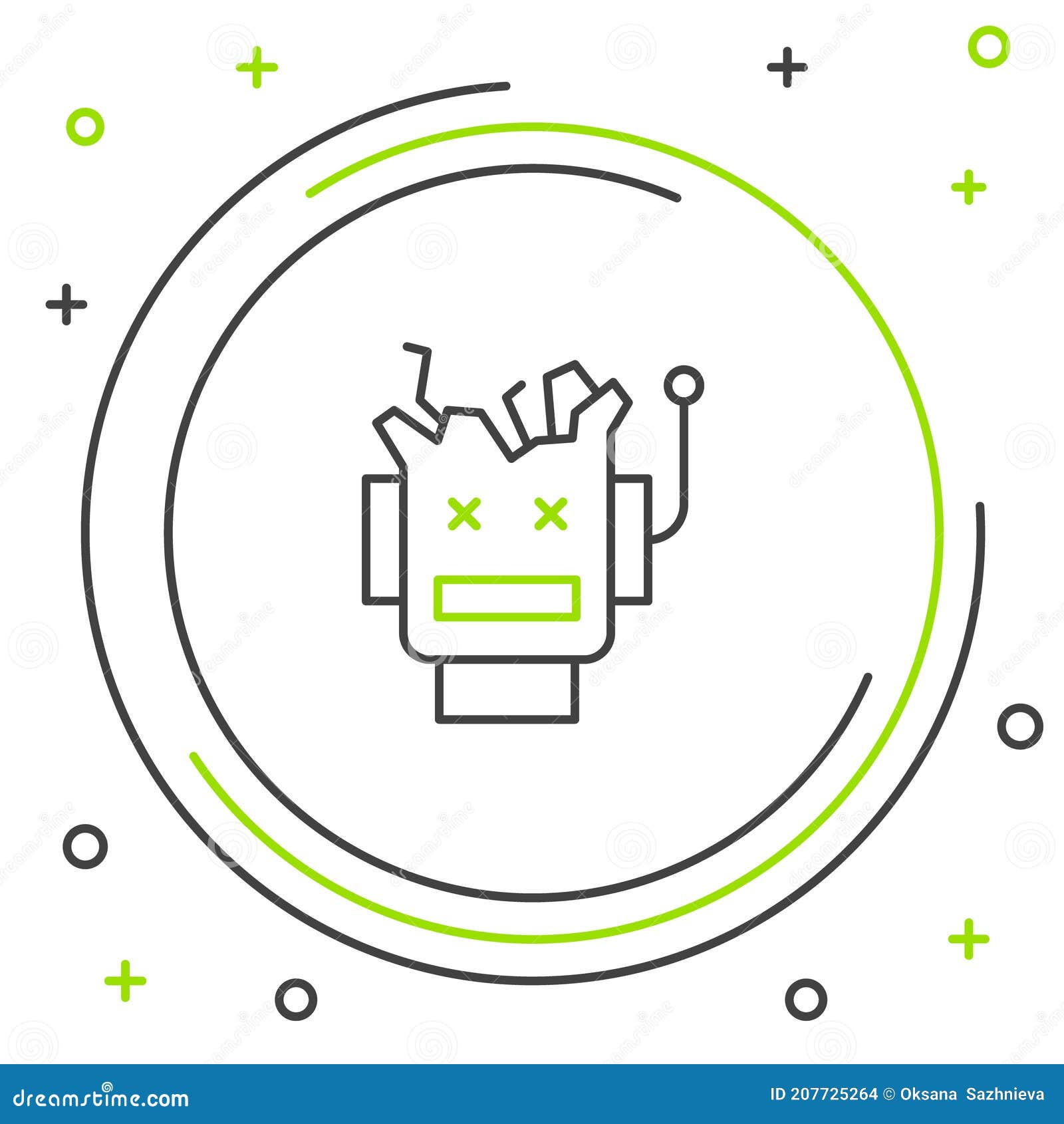 Line Broken Robot Icon Isolated on White Background. Artificial ...