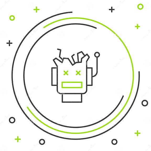 Line Broken Robot Icon Isolated on White Background. Artificial ...