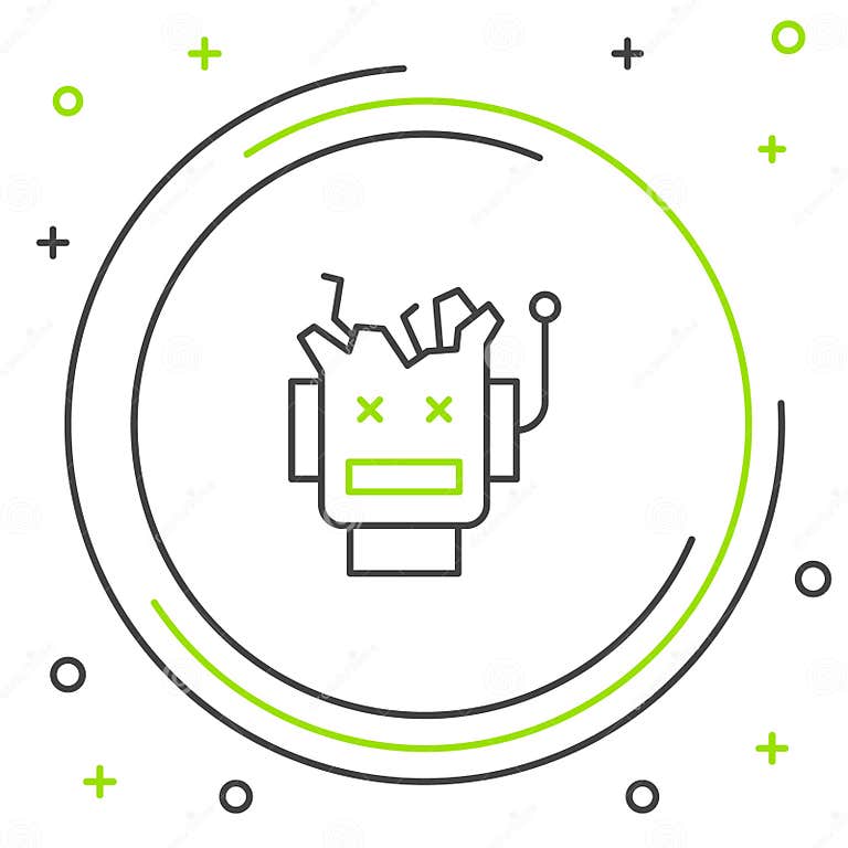 Line Broken Robot Icon Isolated on White Background. Artificial ...