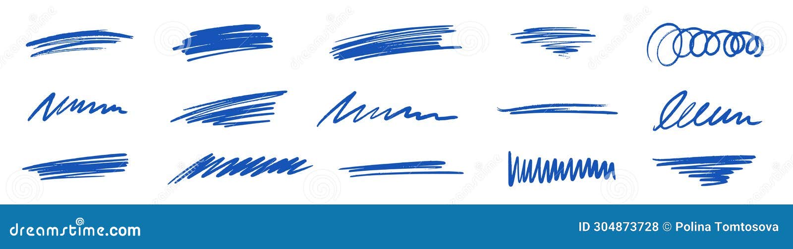 Line Brush Marker, Pen, Pencil Stroke Vector. Blue Line Brush Marker ...