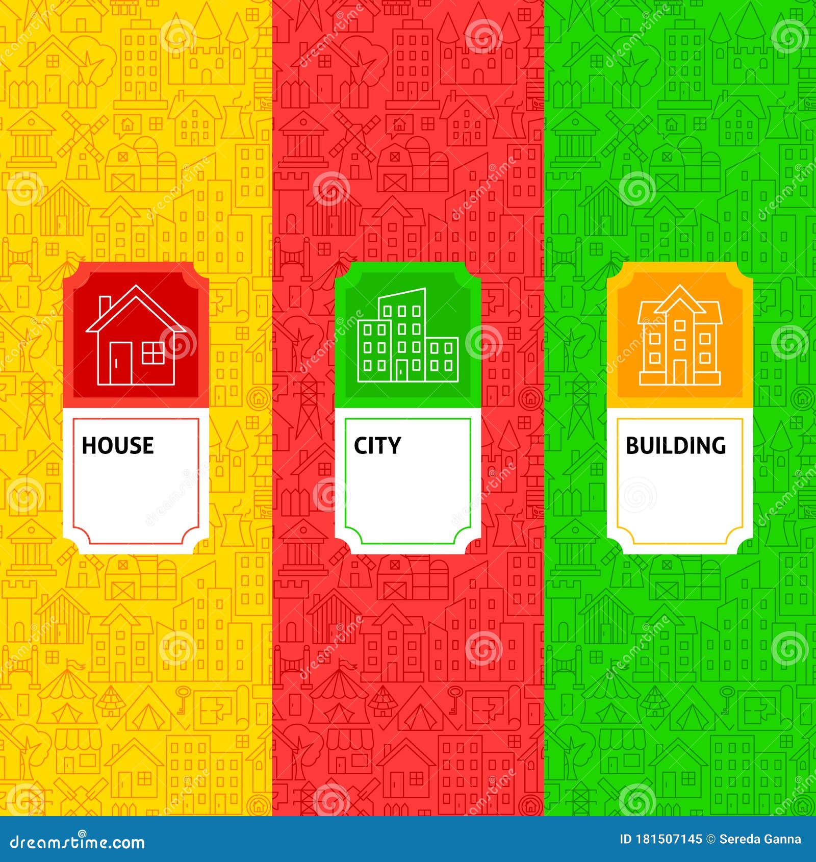 Building Labels Cartoon Vector | CartoonDealer.com #28298247