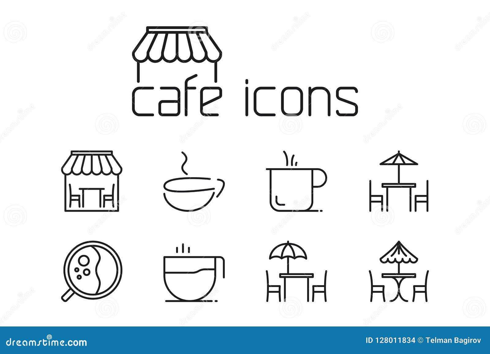 Line Cafe And Restaurant Location Icon Isolated On White Background ...