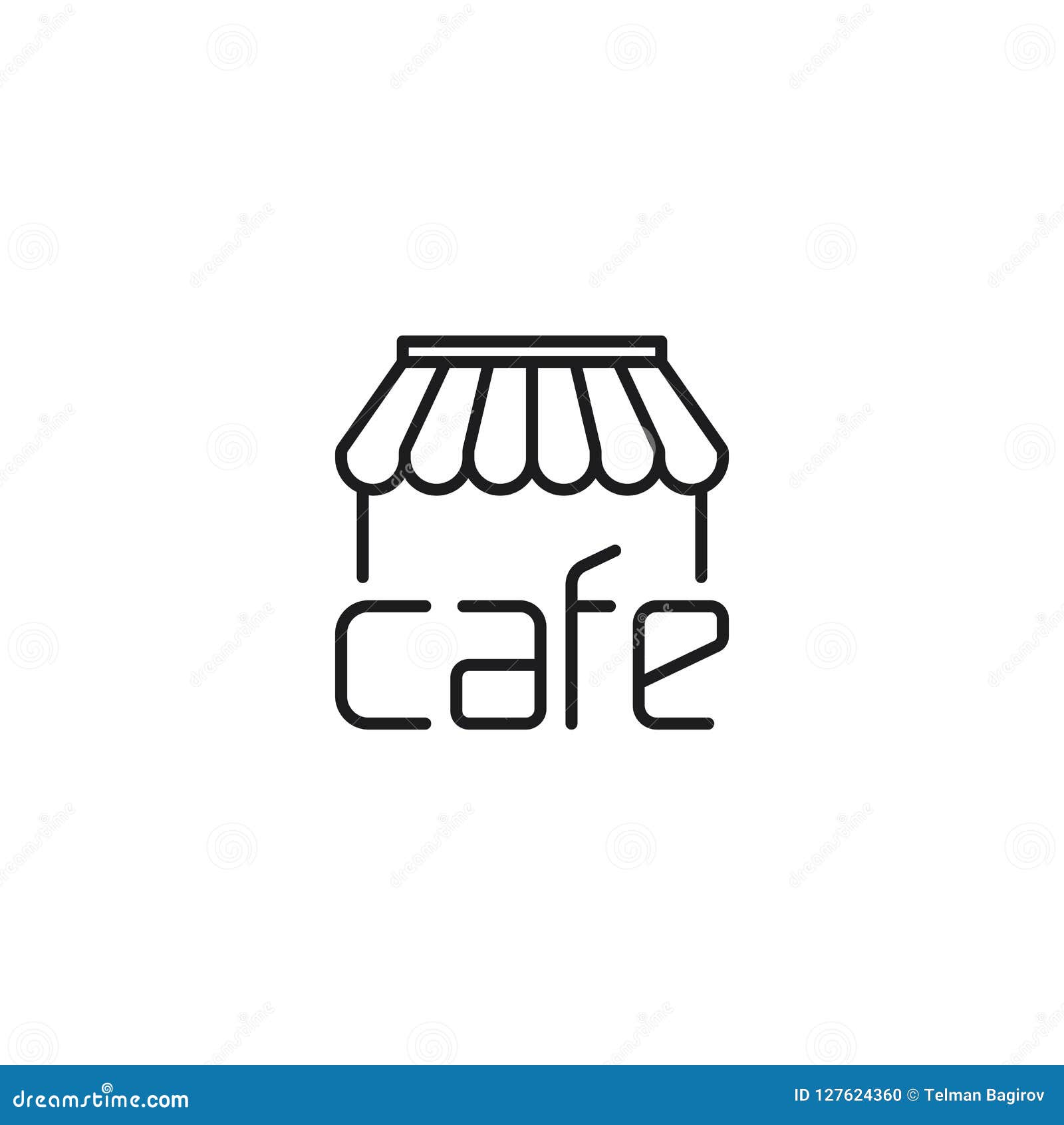 Line Cafe Thin Icon on White Background Stock Illustration ...