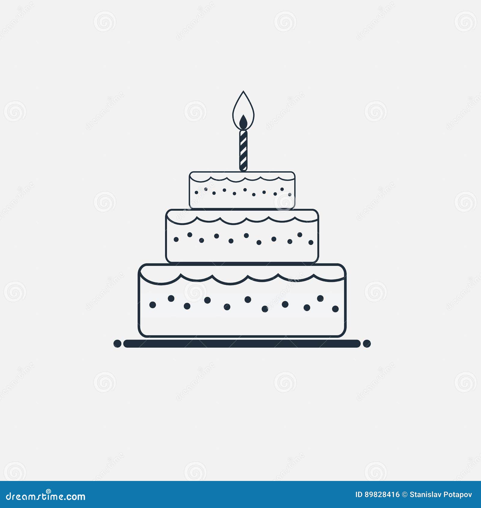 Line Cake Icon Minimal Flat Style Stock Vector - Illustration of ...