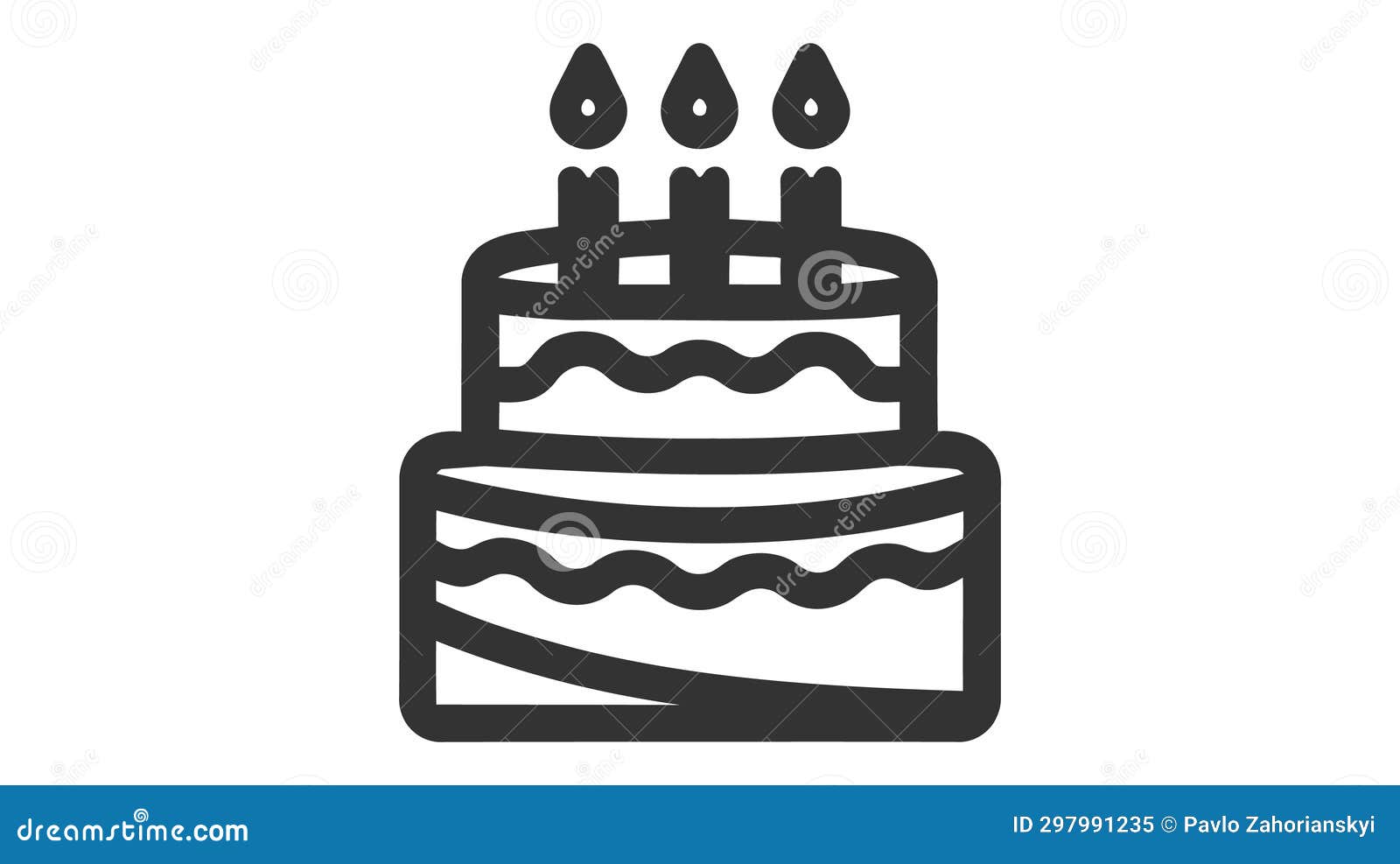 Line Cake Icon on White Background Stock Illustration - Illustration of ...