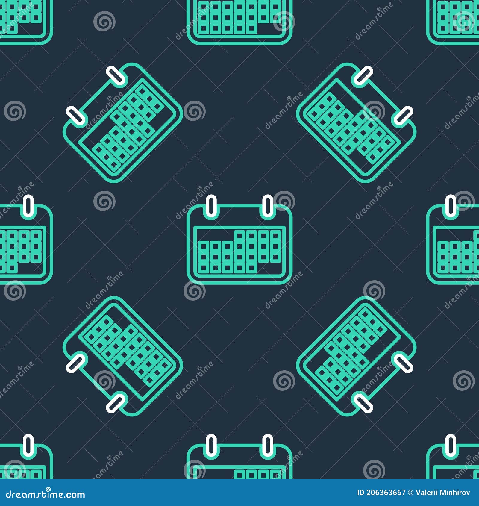 Line Calendar Icon Isolated Seamless Pattern on Black Background ...