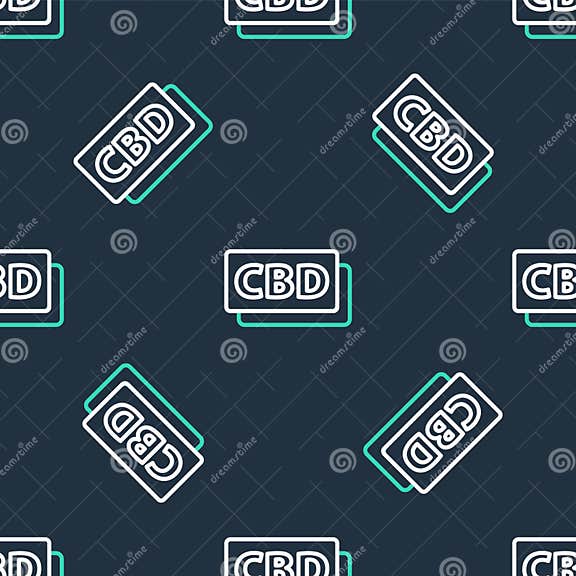 Line Cannabis Molecule Icon Isolated Seamless Pattern on Black ...