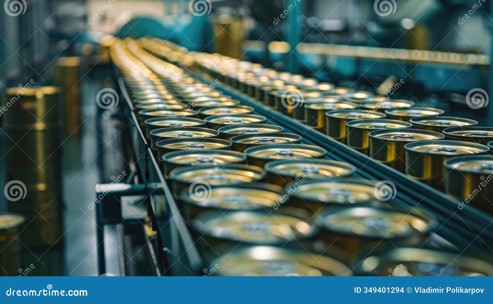 A Line of Cans on a Conveyor Belt, Suitable for Manufacturing or ...