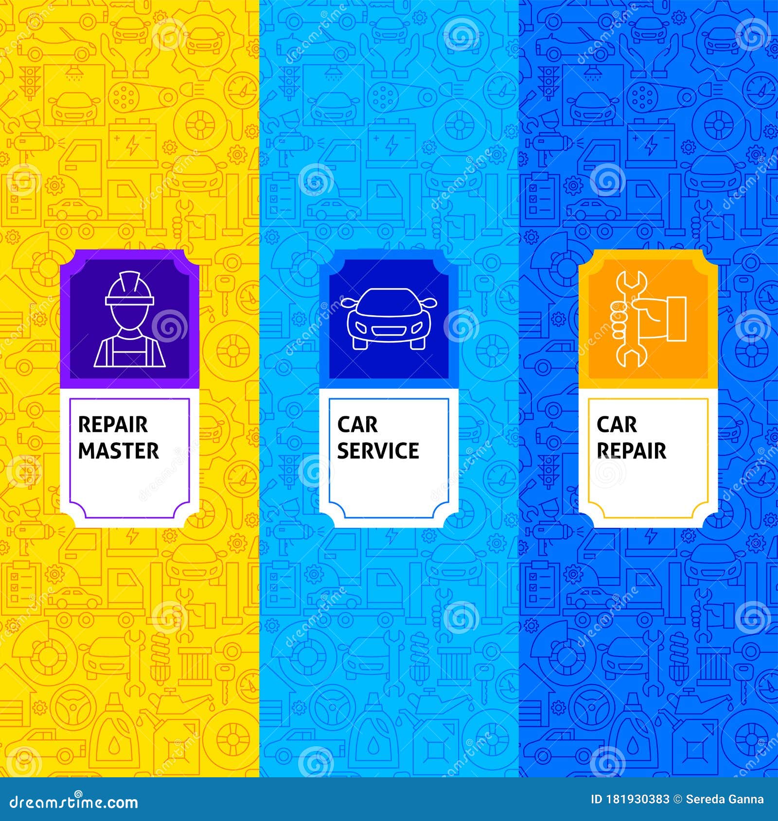 Line Car Service Package Labels Stock Vector - Illustration of gear ...