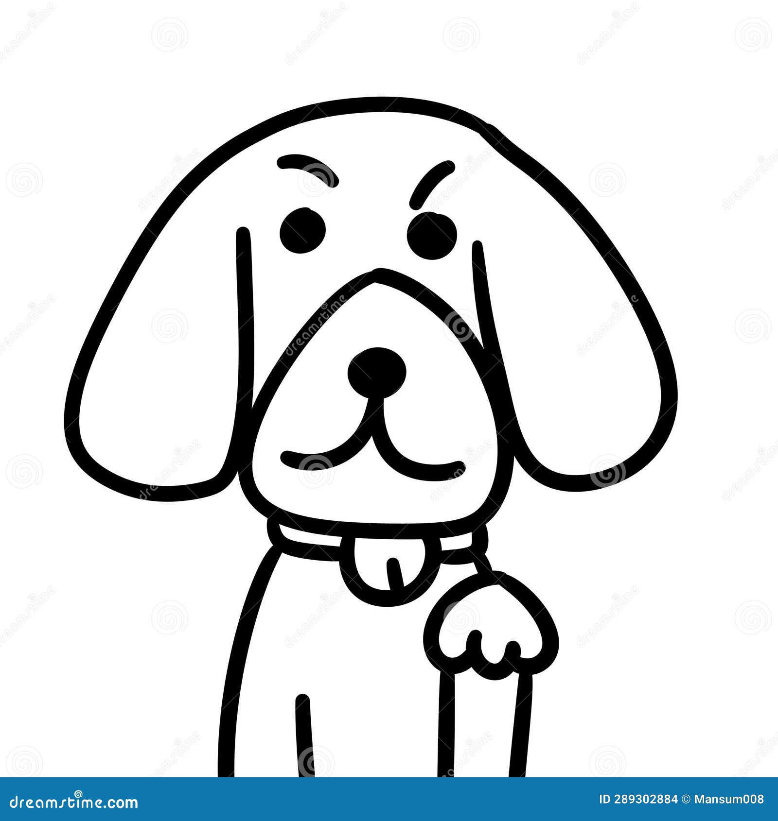 Line Cartoon of a Dog on White Background Stock Illustration ...