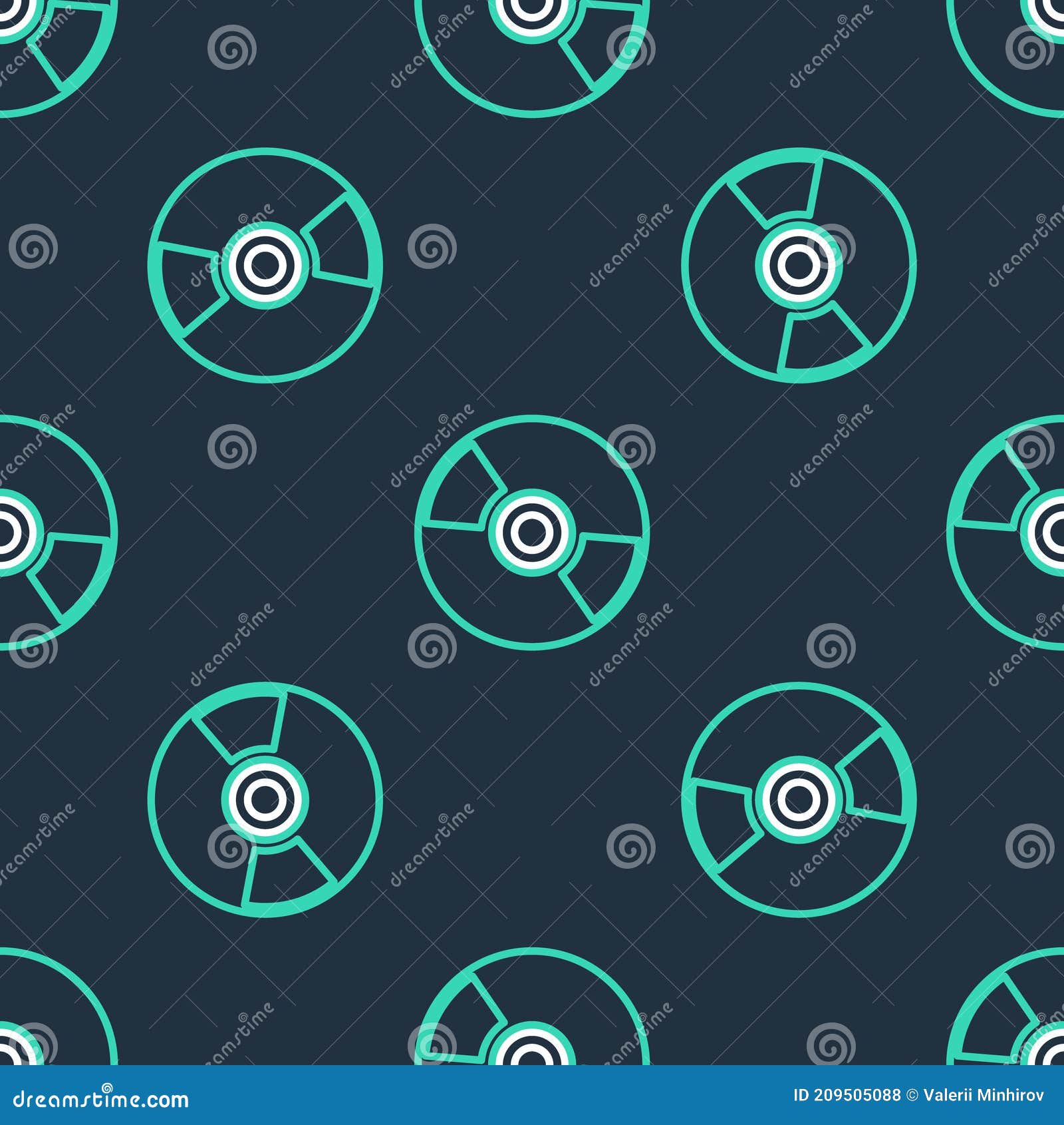 Line CD or DVD Disk Icon Isolated Seamless Pattern on Black Background ...