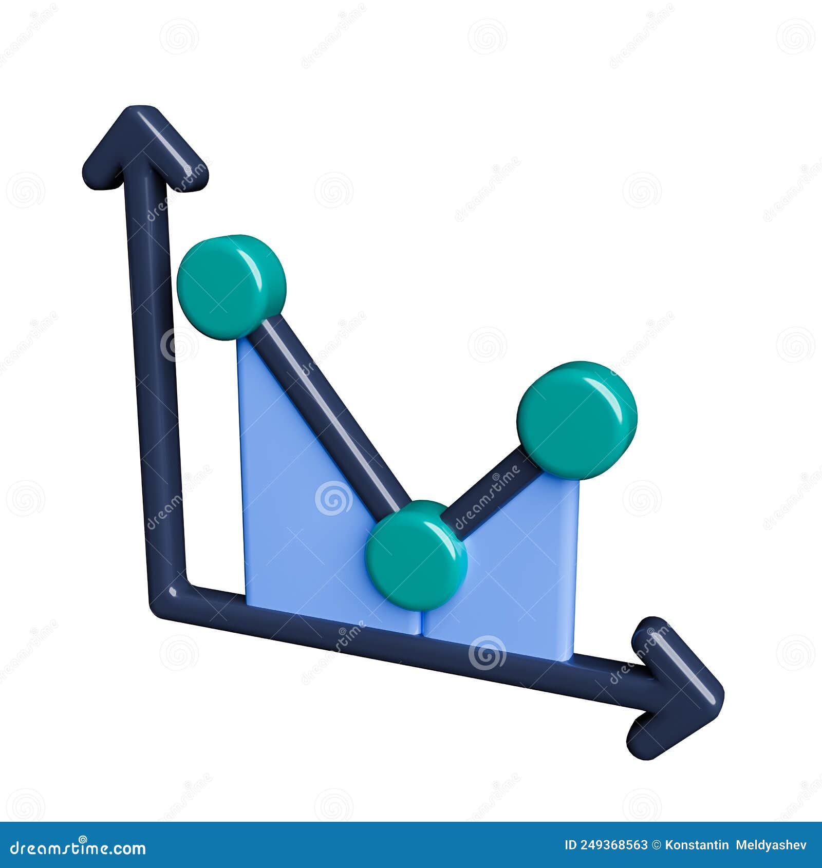 Line Chart 3d Icon Render Illustration Stock Illustration ...