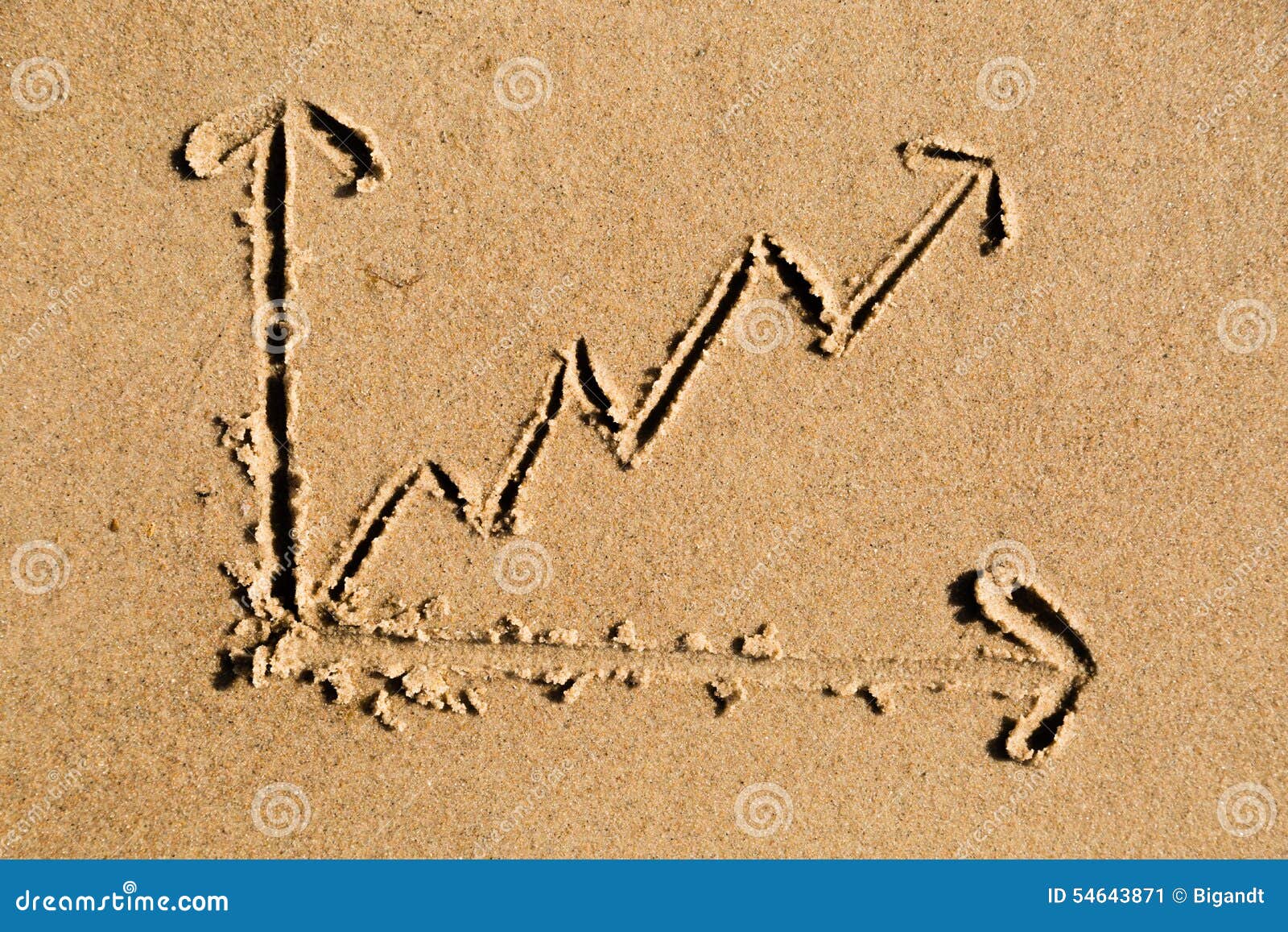 Line chart drawn in sand stock image. Image of statistics - 54643871