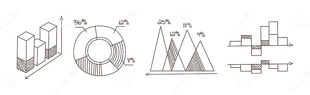 Line Chart, Graph and Diagram for Data Analysis Vector Set Stock ...