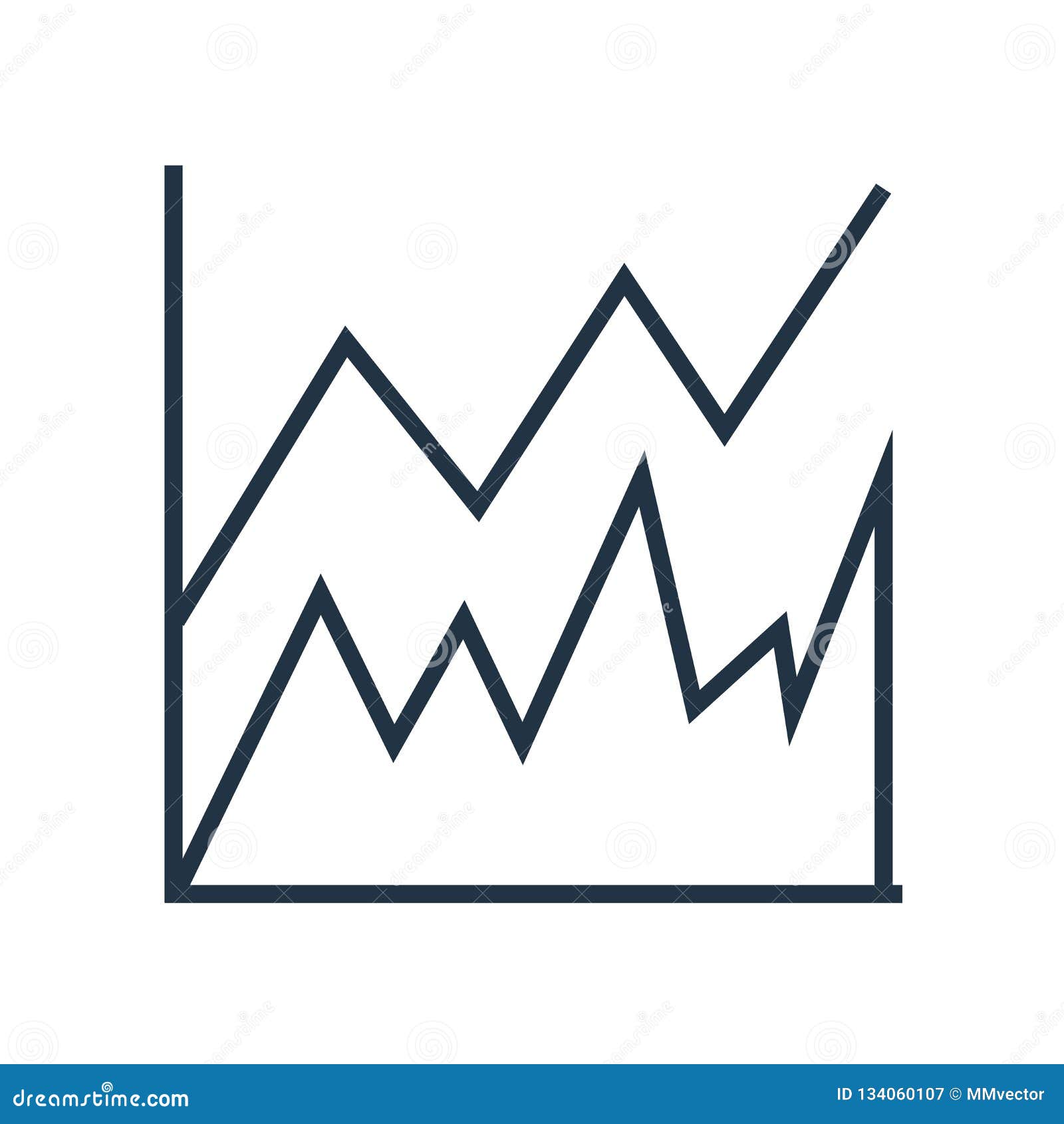 Line Chart Icon Vector Isolated on White Background, Line Chart Sign ...