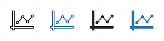 Line Chart Increase Icon Linear Graphics Set Vector in Black Stock ...