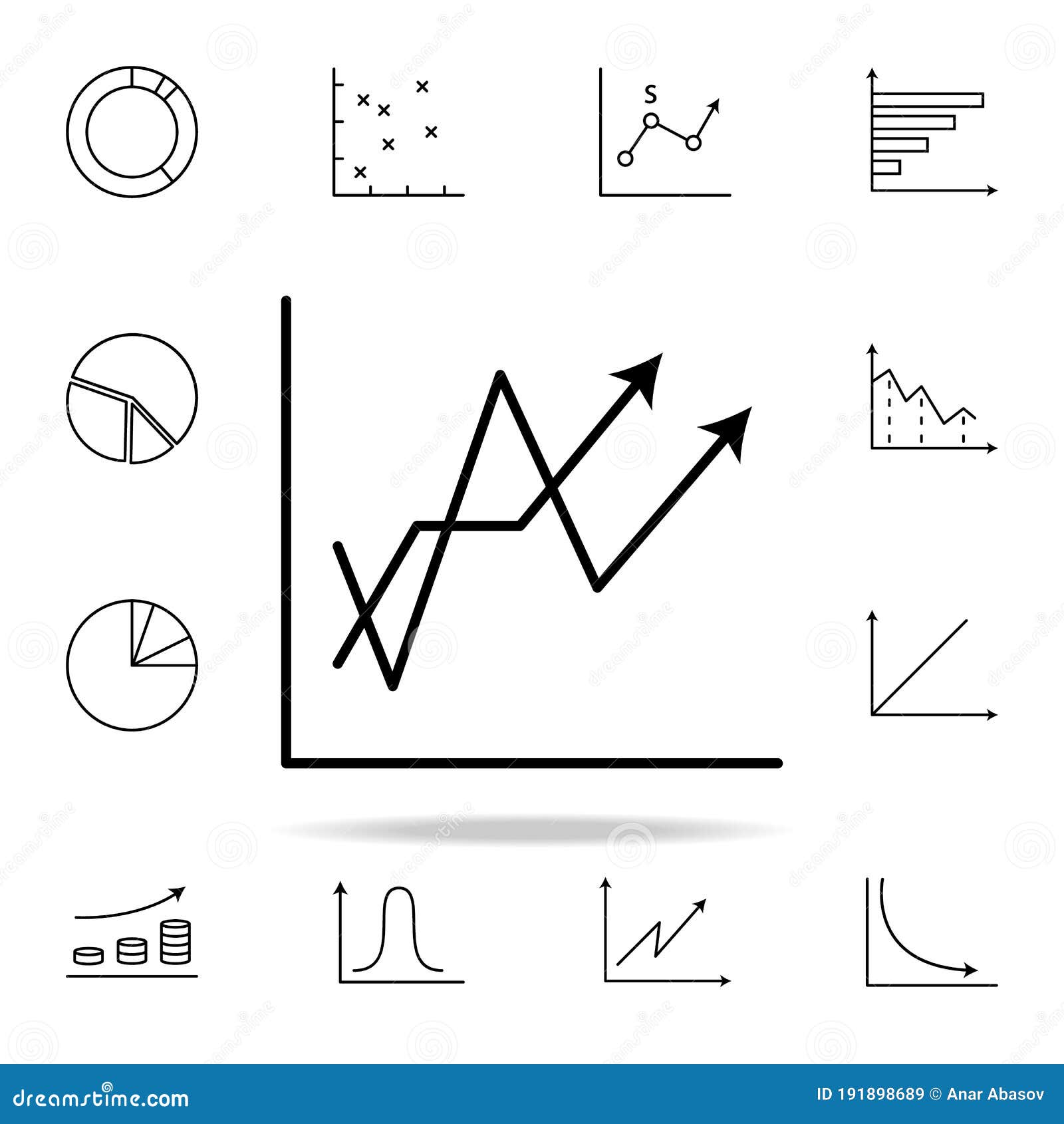 Line Chart Line Icon. Chart and Diagram Icons Universal Set for Web and ...