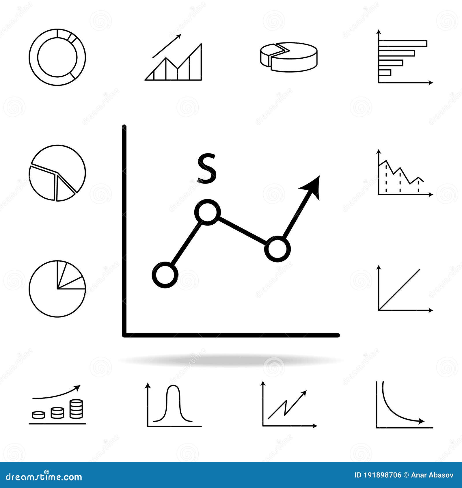 Line Chart Line Icon. Chart and Diagram Icons Universal Set for Web and ...