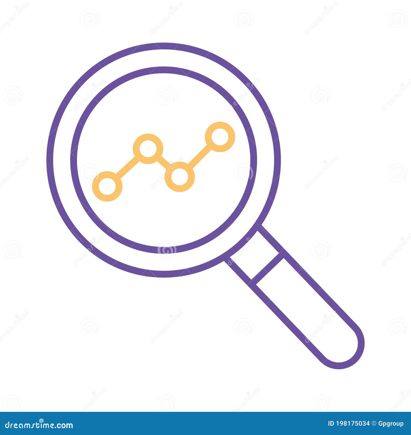 Line Chart in Lupe Line Style Icon Vector Design Stock Vector ...