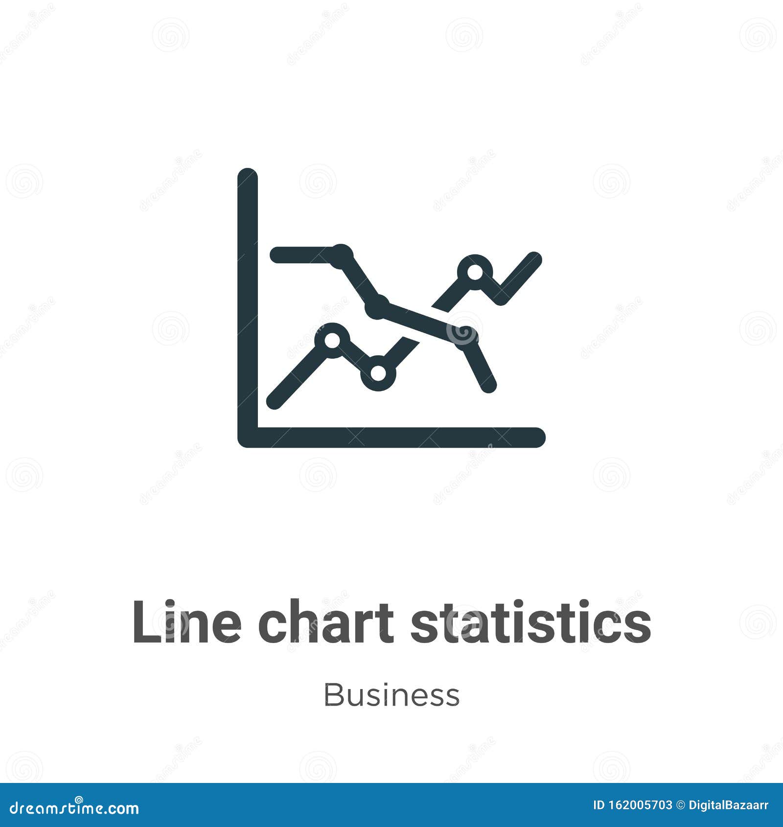 Line Chart Statistics Vector Icon on White Background. Flat Vector Line ...