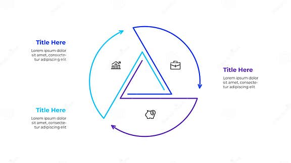 Line Chart with a Triangle Inside. Template for Cycle Diagram with 3 ...