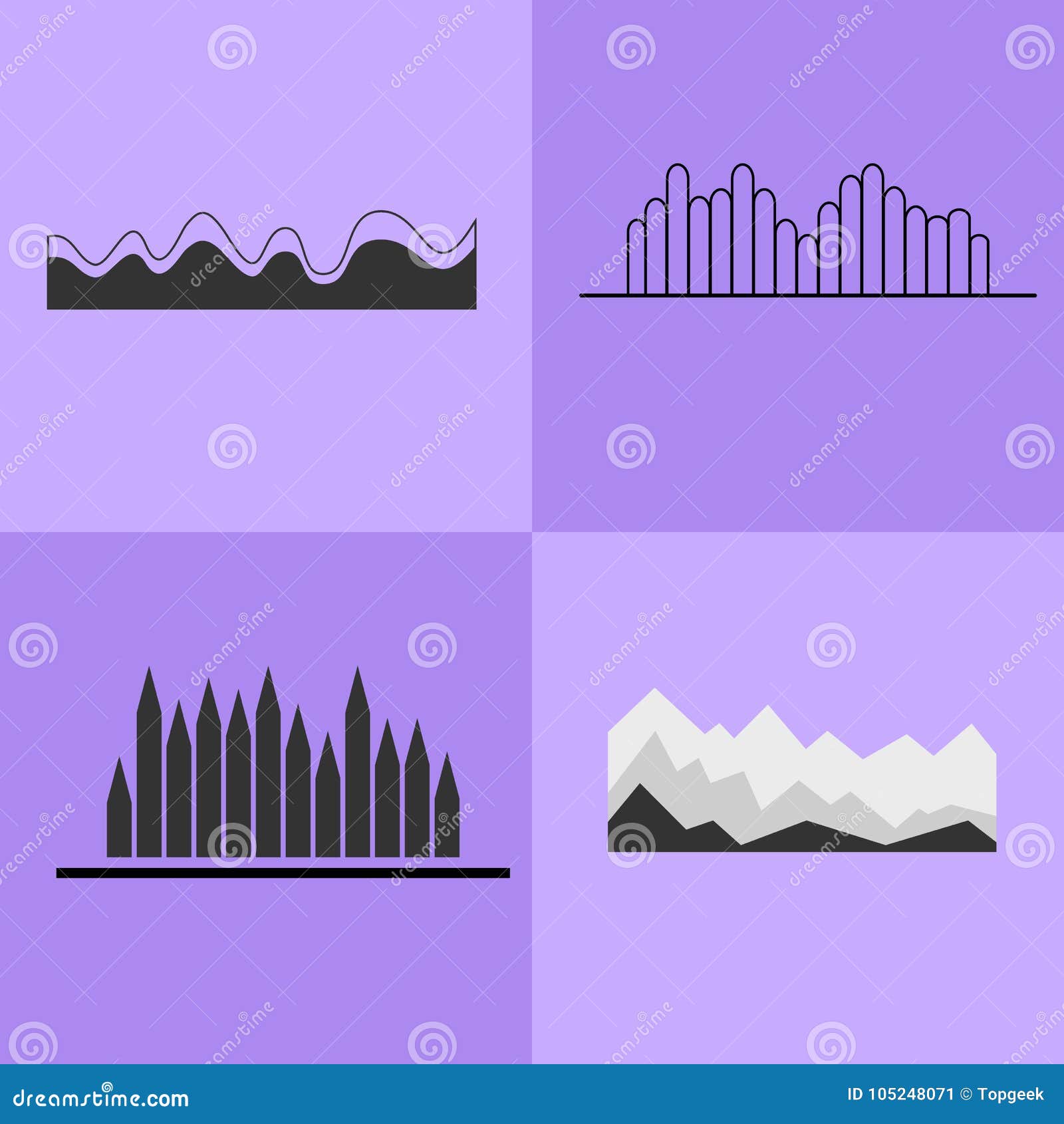 Line Chart and Wavy Graph Vector Illustration Stock Vector ...