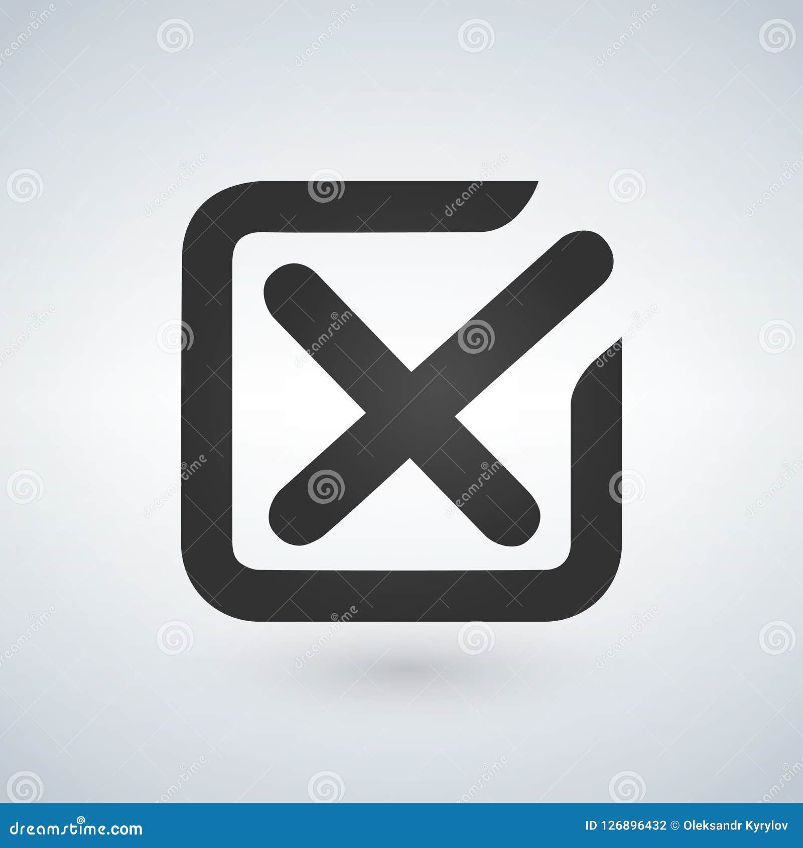Line Check Mark or Check Box Cross Icons . Flat Style Vector ...