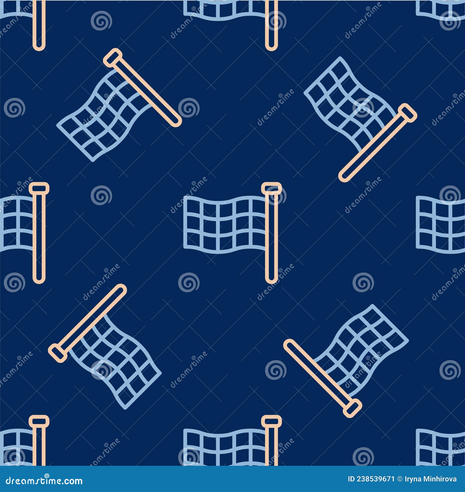 Line Checkered Flag Icon Isolated Seamless Pattern on Blue Background ...