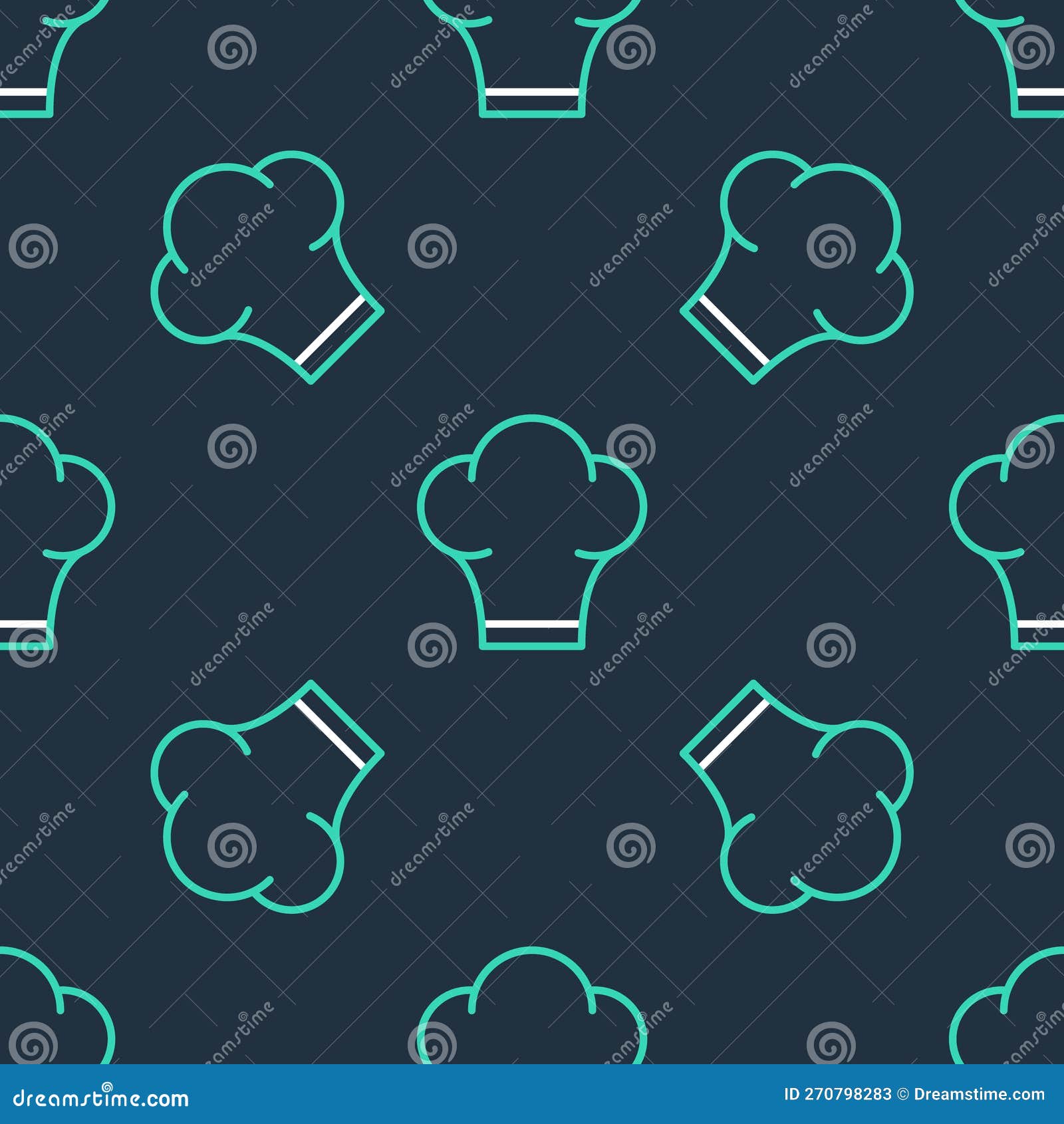 Line Chef Hat Icon Isolated Seamless Pattern on Black Background ...