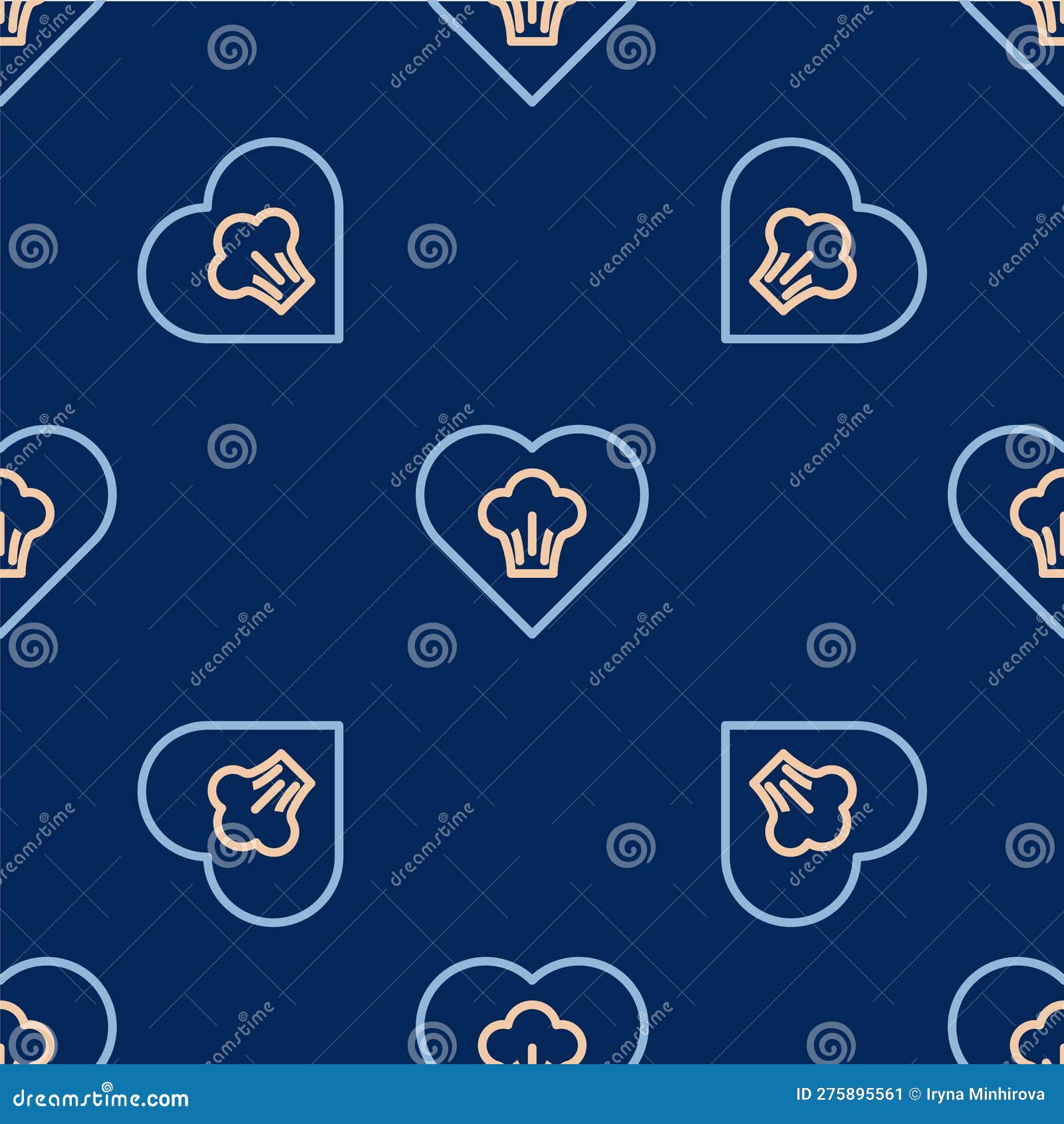 Line Chef Hat Icon Isolated Seamless Pattern on Blue Background ...