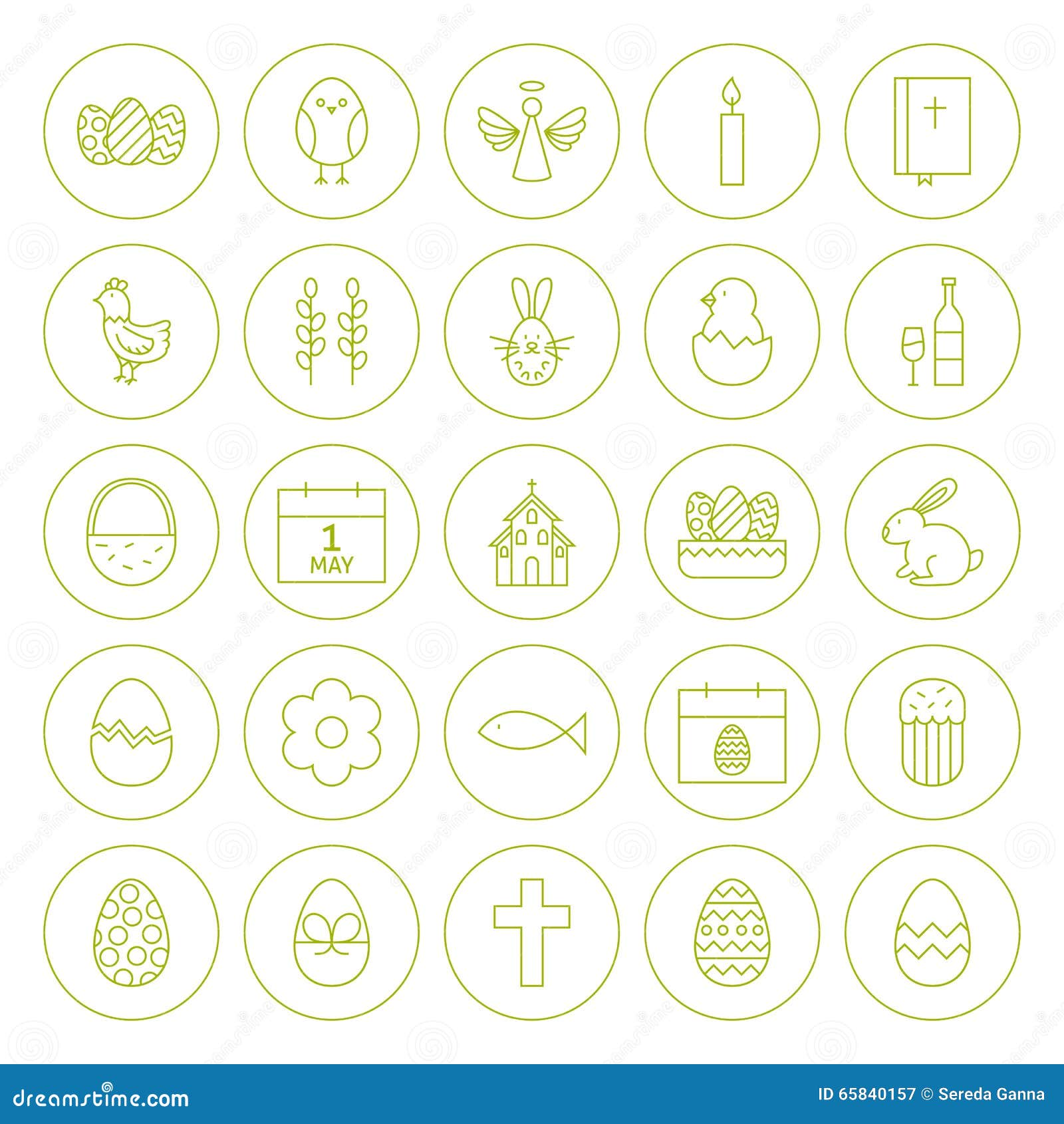 Line Circle Orthodox Easter Icons Set Stock Vector - Illustration of ...
