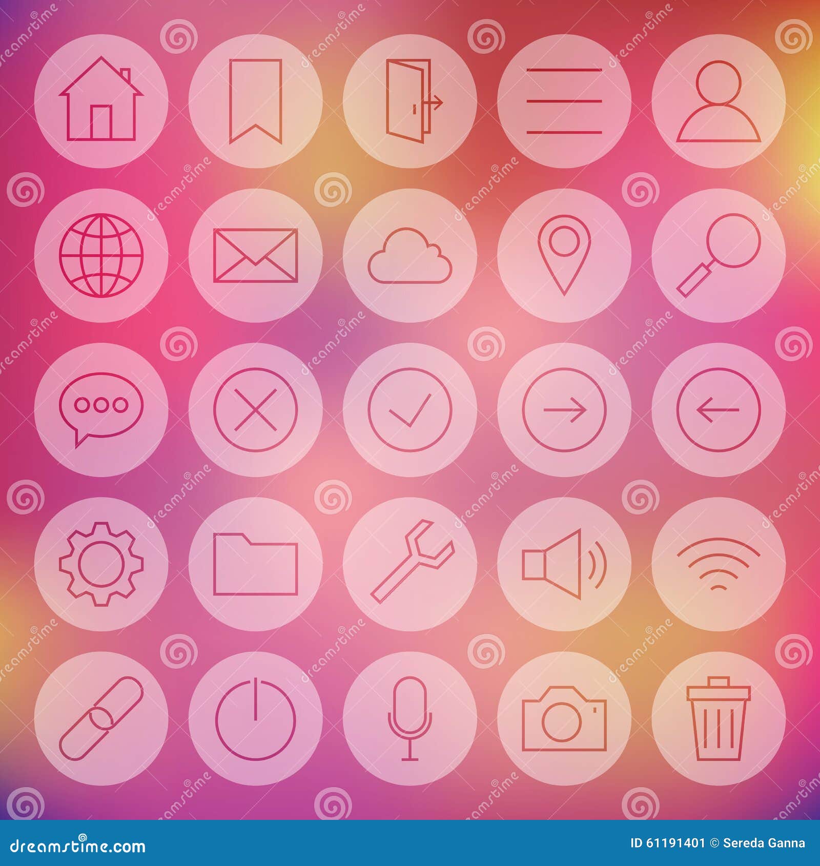 Line Circle Universal Web and Mobile User Interface Icons Set Stock ...